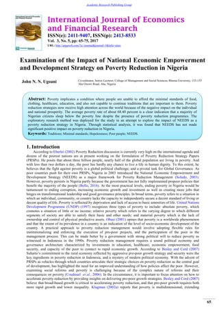 Examination of the Impact of National Economic Empowerment and Development Strategy on Poverty ...