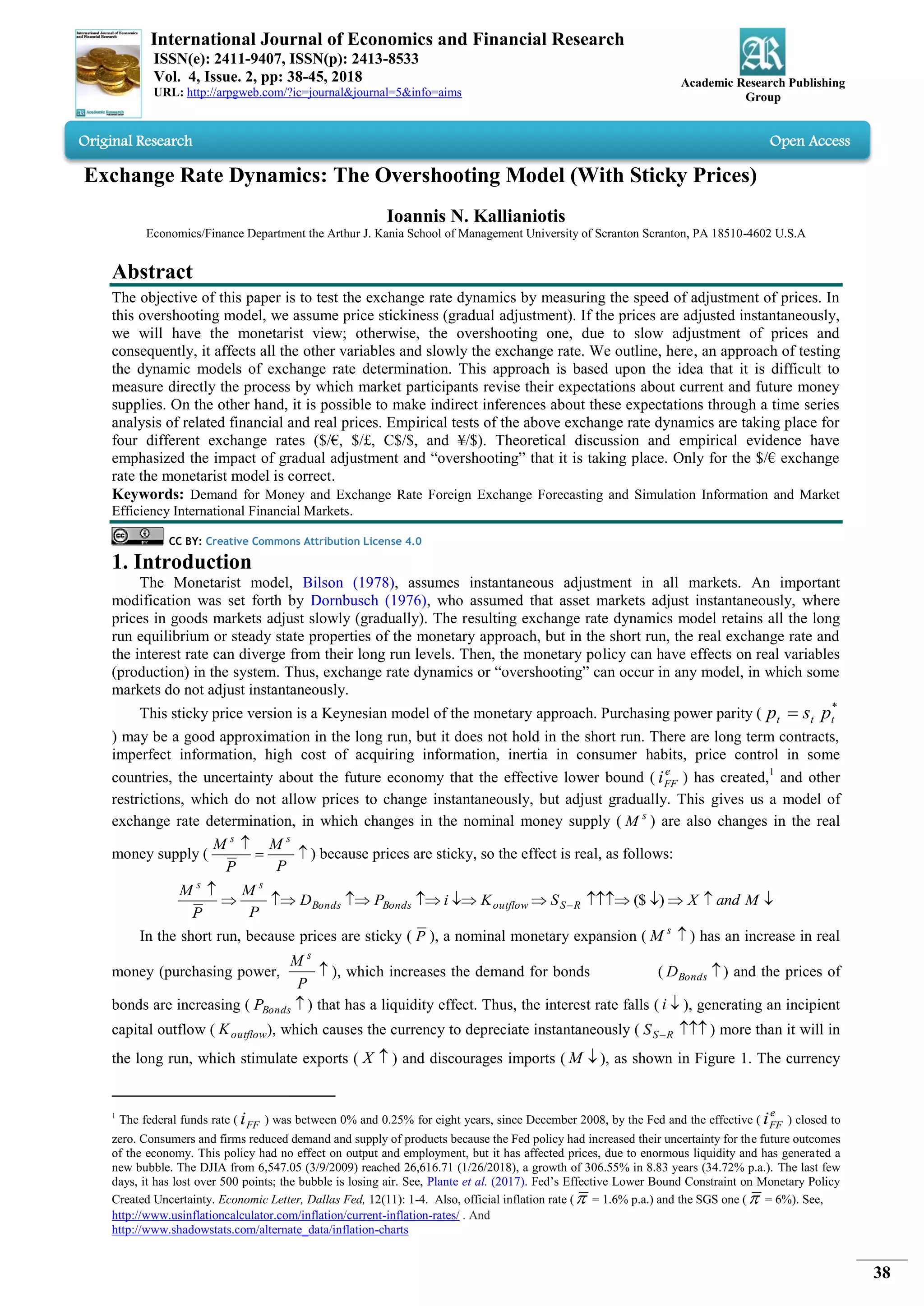 Exchange Rate Dynamics: The Overshooting Model (With Sticky Prices) | PDF