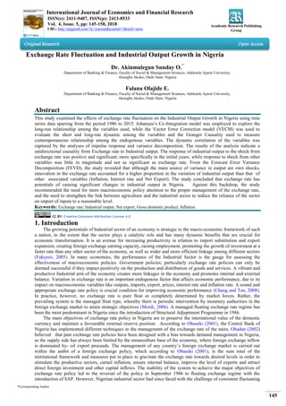 Exchange Rate Fluctuation and Industrial Output Growth in Nigeria | PDF