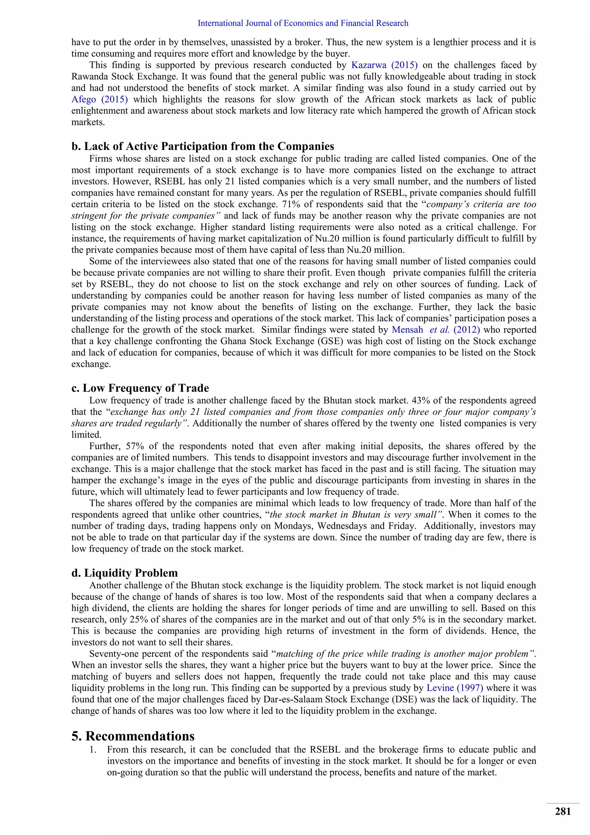 Awareness and Challenges of Stock Market in Bhutan | PDF