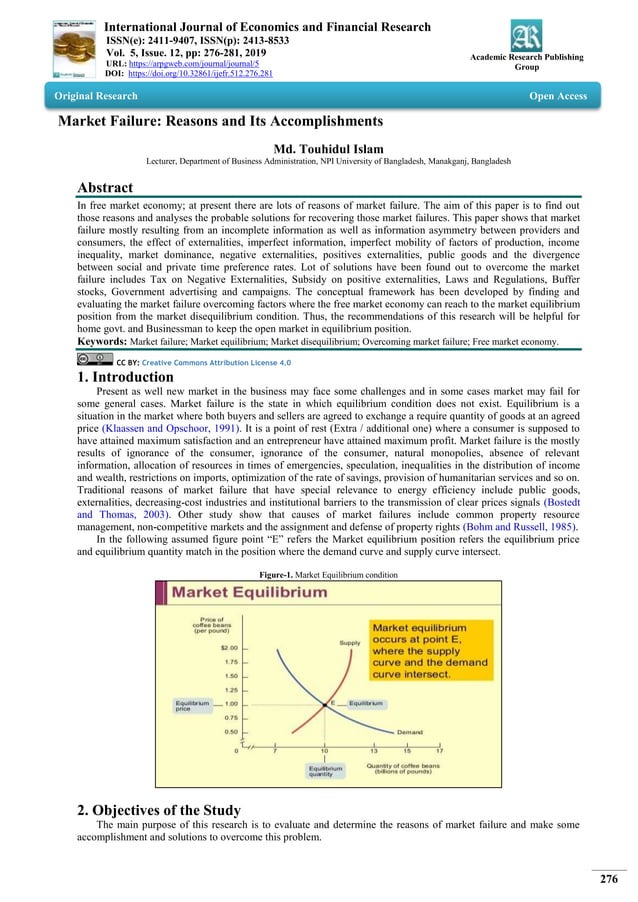 Market Failure: Reasons and Its Accomplishments | PDF | Economy ...