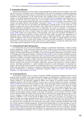 International Management and Sustainable Profitability: First Bank of Nigeria Perspective | PDF ...