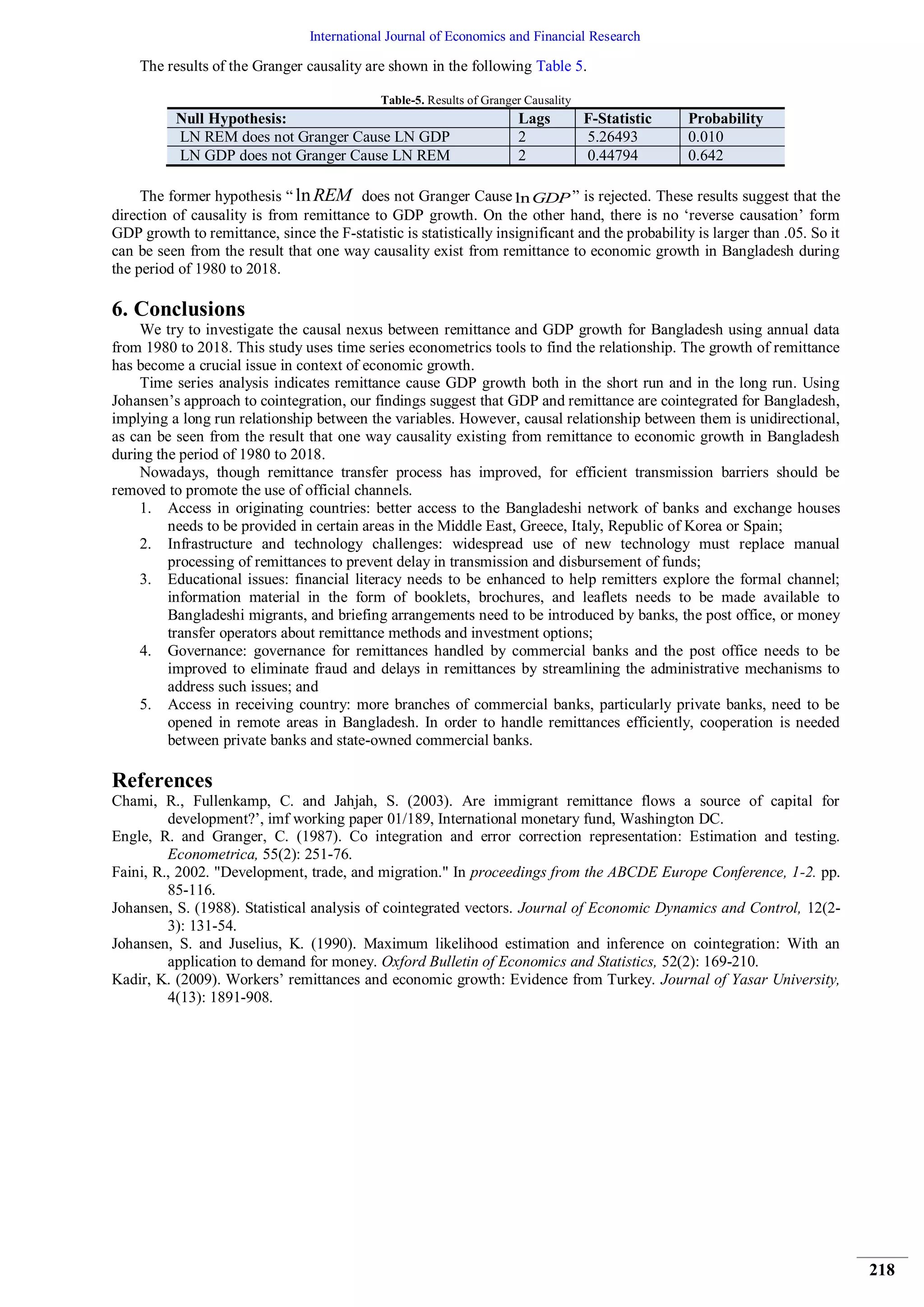 An Econometric Analysis on Remittance and Economic Growth in Bangladesh ...