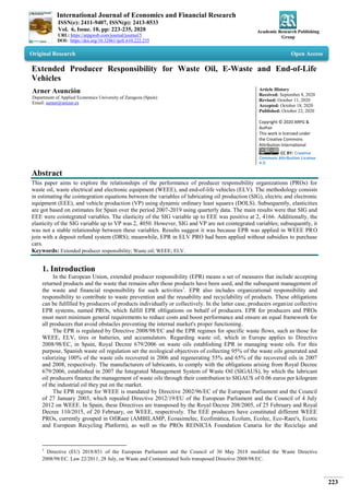 Extended Producer Responsibility for Waste Oil, E-Waste and End-of-Life Vehicles | PDF