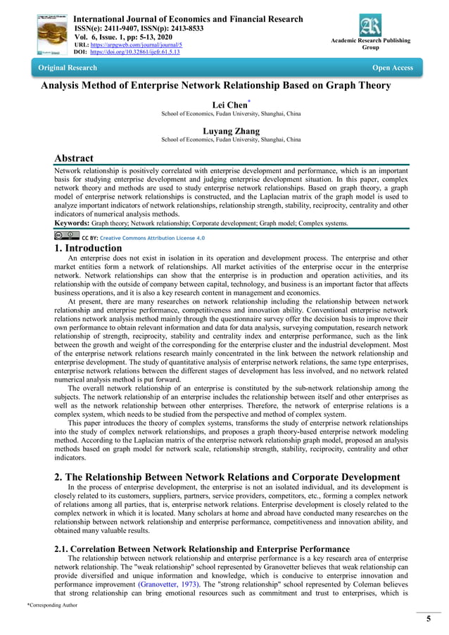 Analysis Method of Enterprise Network Relationship Based on Graph Theory | PDF