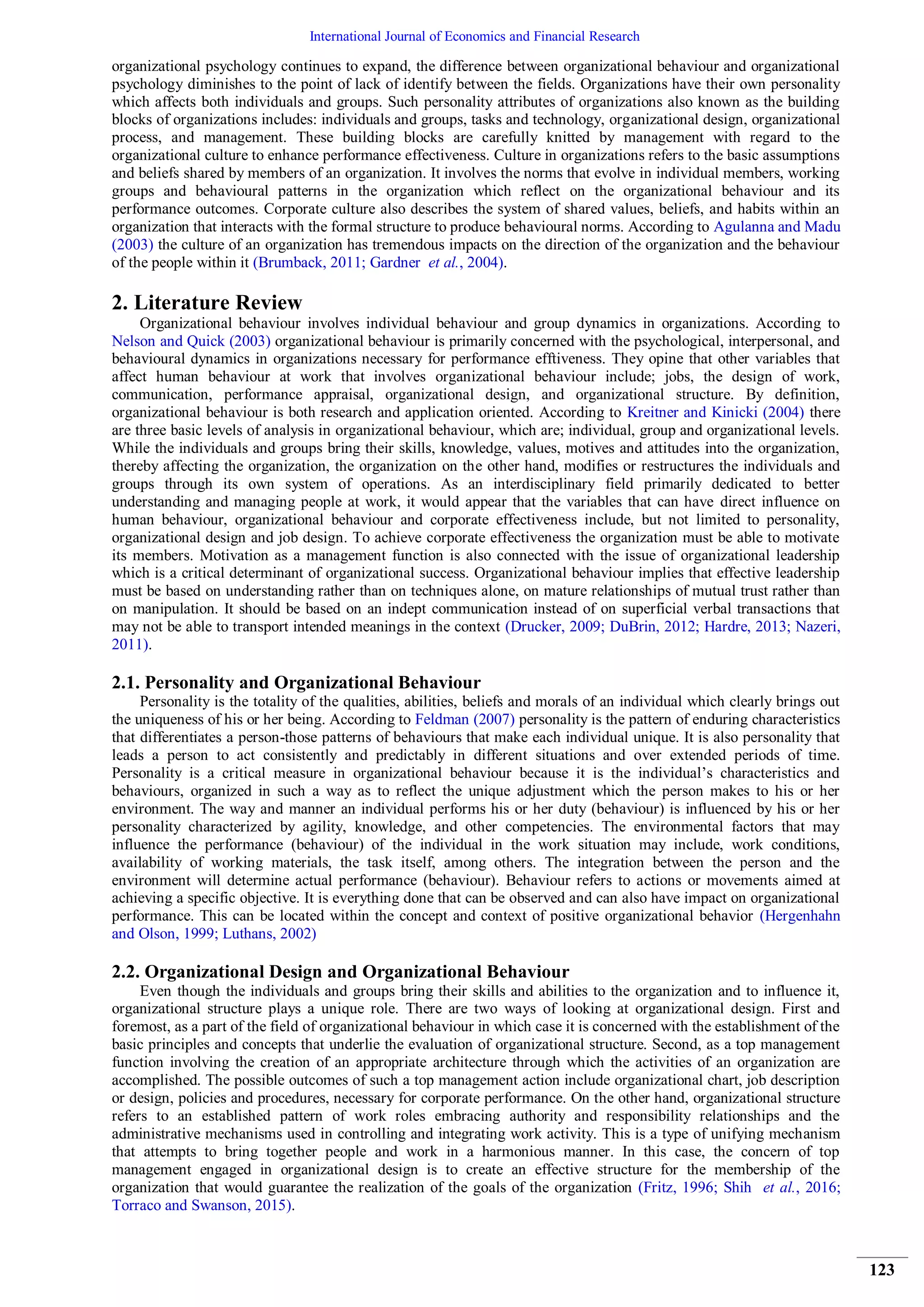 Organizational Behaviour and its Effect on Corporate Effectiveness | PDF