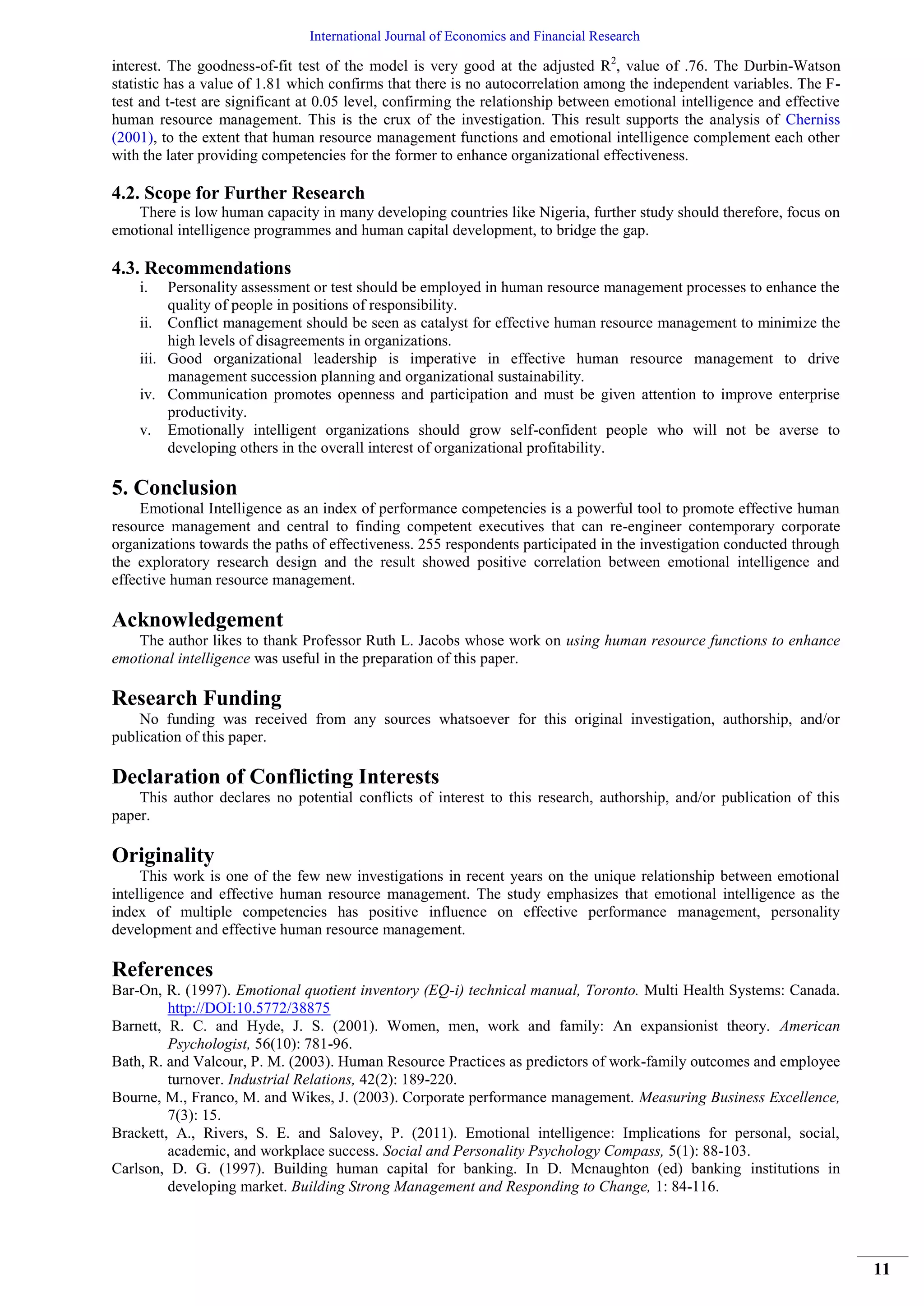 Emotional Intelligence and its Impact on Effective Human Resource ...