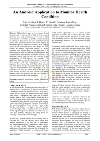 An Android Application to Monitor Health Condition | PDF
