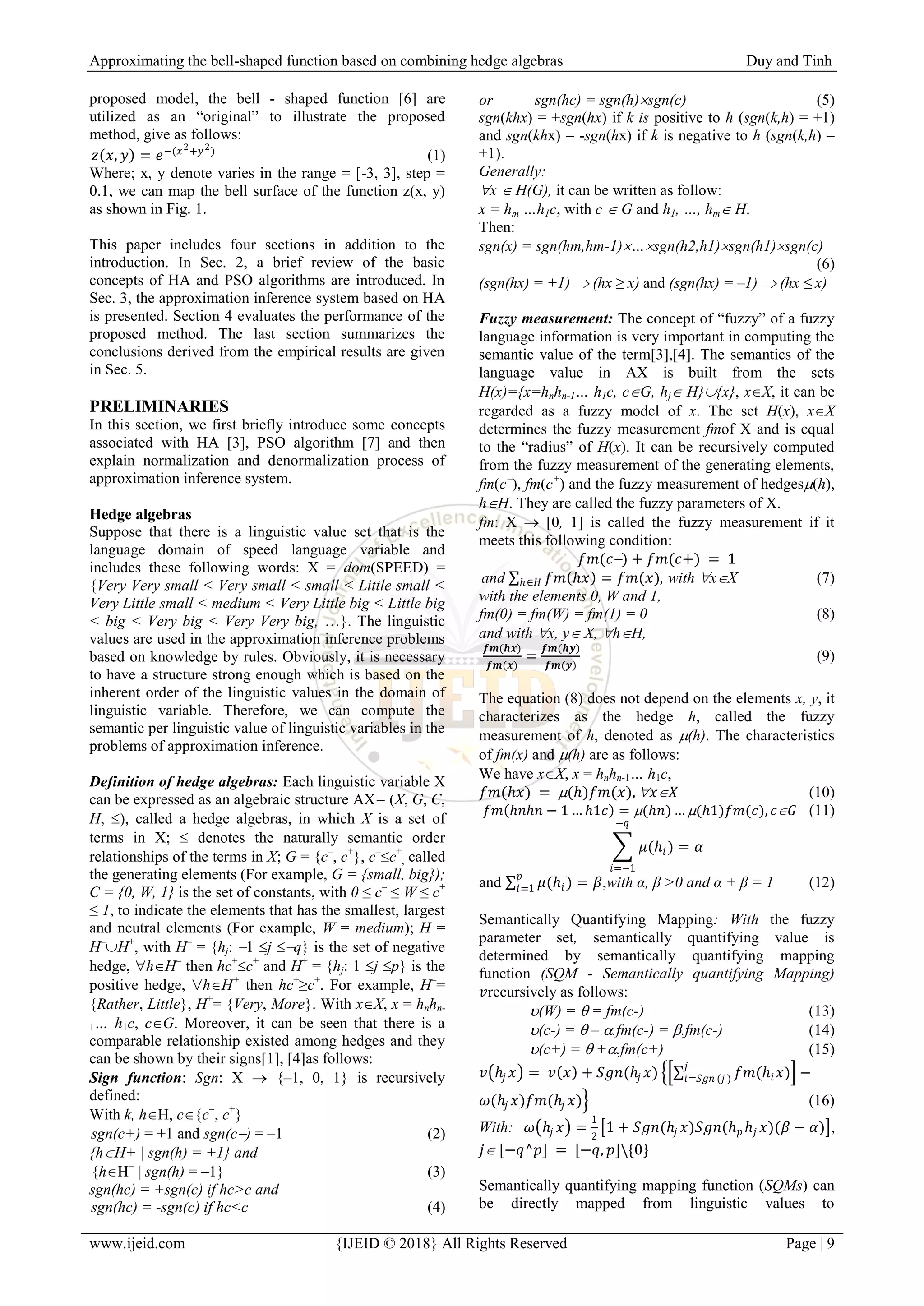 Approximating the Bell-shaped Function based on Combining Hedge Algebras and Particle Swarm ...