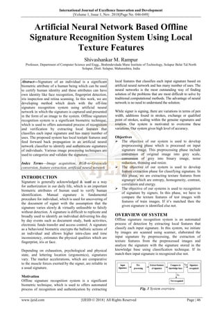 Artificial Neural Network Based Offline Signature Recognition System Using Local Texture ...