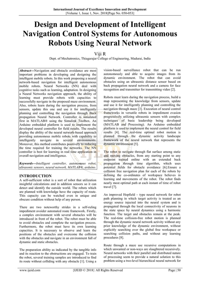 Design and Development of Intelligent Navigation Control Systems for Autonomous Robots Using ...