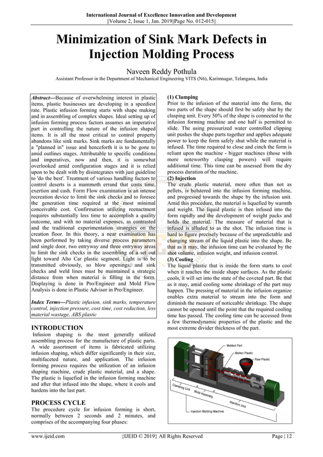 Minimization of Sink Mark Defects in Injection Molding Process | PDF