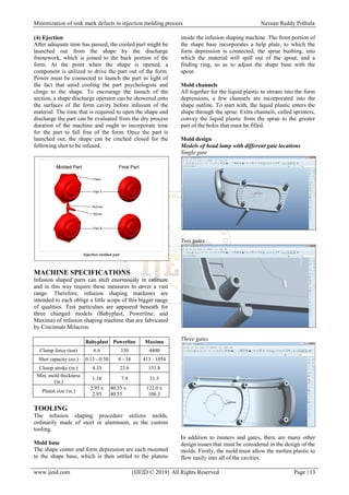 Minimization of Sink Mark Defects in Injection Molding Process | PDF