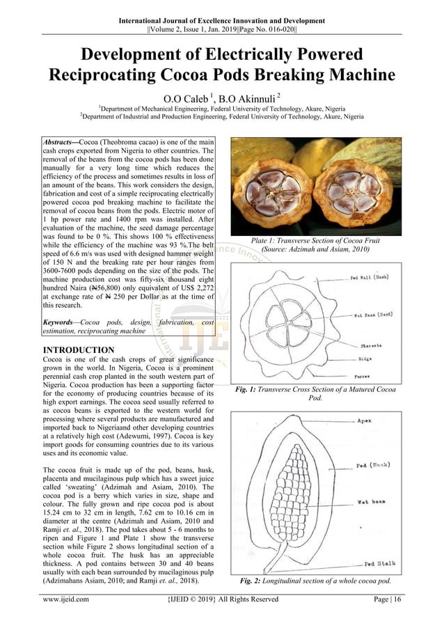 Development of Electrically Powered Reciprocating Cocoa Pods Breaking ...