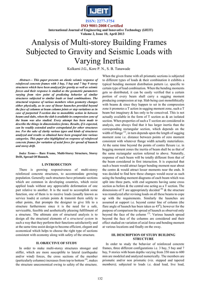 Analysis Of Multi Storey Building Frames Subjected To Gravity And