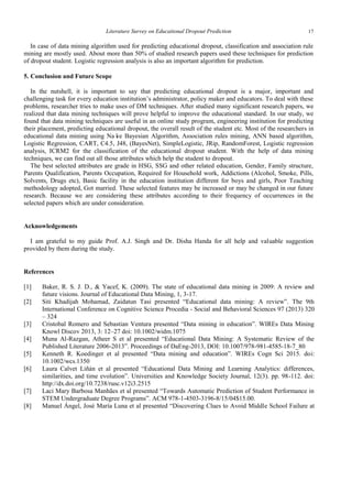 Literature Survey on Educational Dropout Prediction | PDF