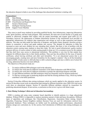 Literature Survey on Educational Dropout Prediction | PDF