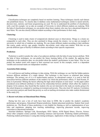 Literature Survey on Educational Dropout Prediction | PDF