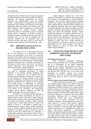 A Framework to Achieve Quality and Excellence in Higher Education: A ...