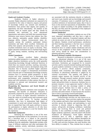 A Framework to Achieve Quality and Excellence in Higher Education: A ...