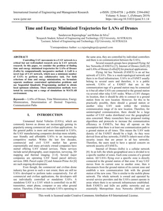 Time and Energy Minimized Trajectories for LANs of Drones | PDF