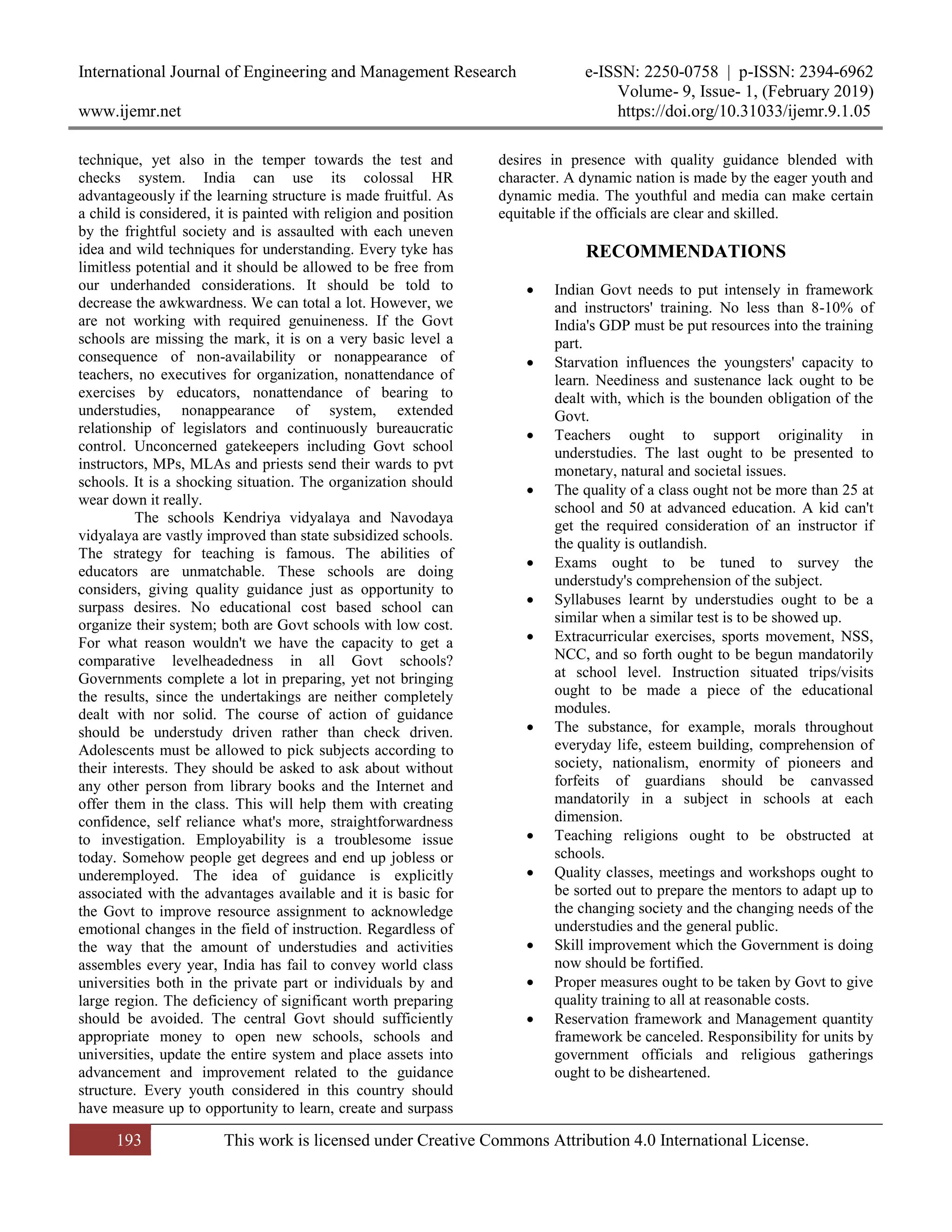 Contemporary Issues and Challenges in the Indian Education System | PDF