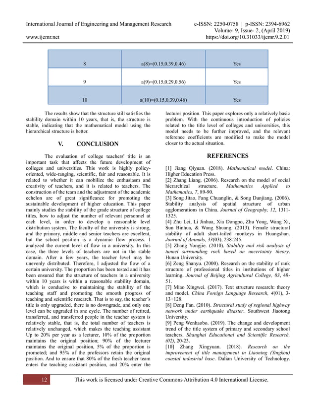 Research on the Stability of the Grade Structure of a University Title | PDF