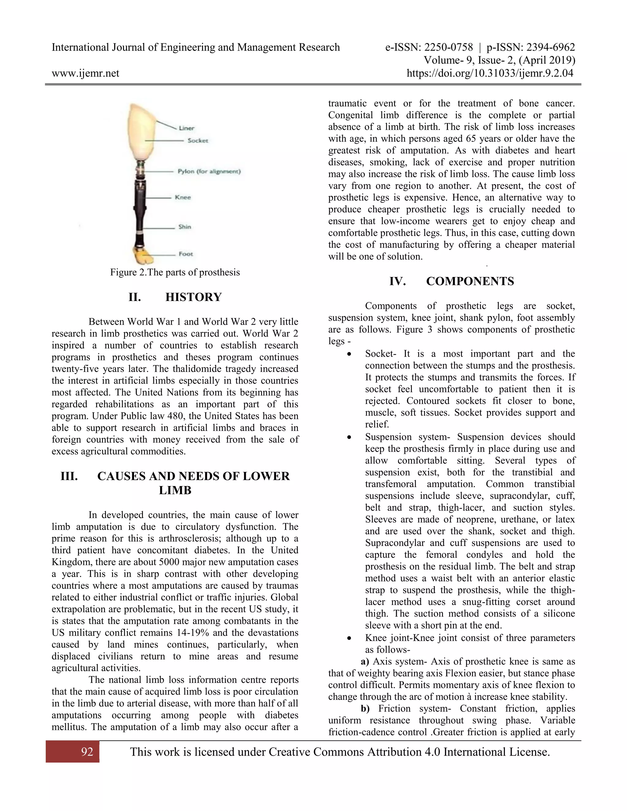 Design and Development of Prosthetic Legs | PDF