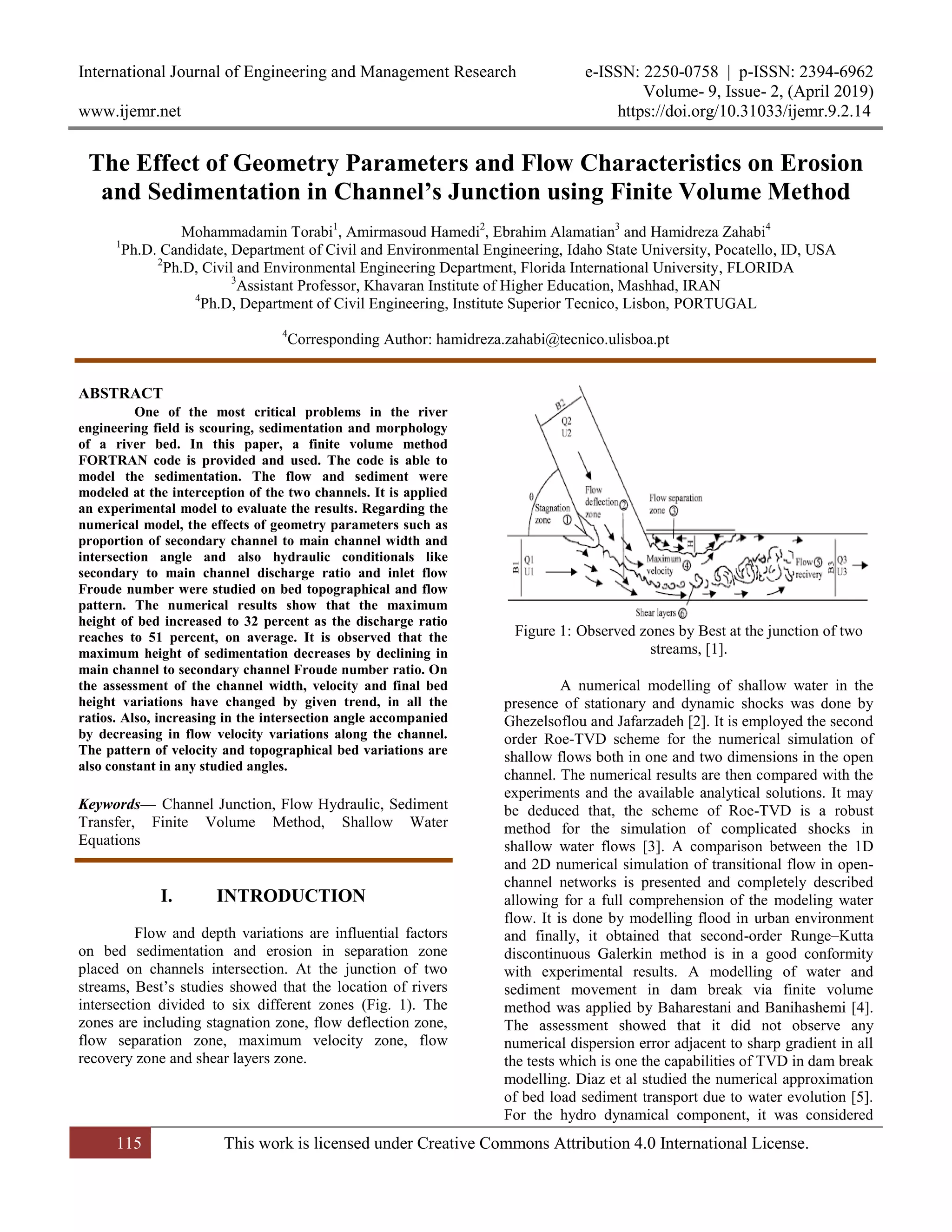 The Effect of Geometry Parameters and Flow Characteristics on Erosion and Sedimentation in ...