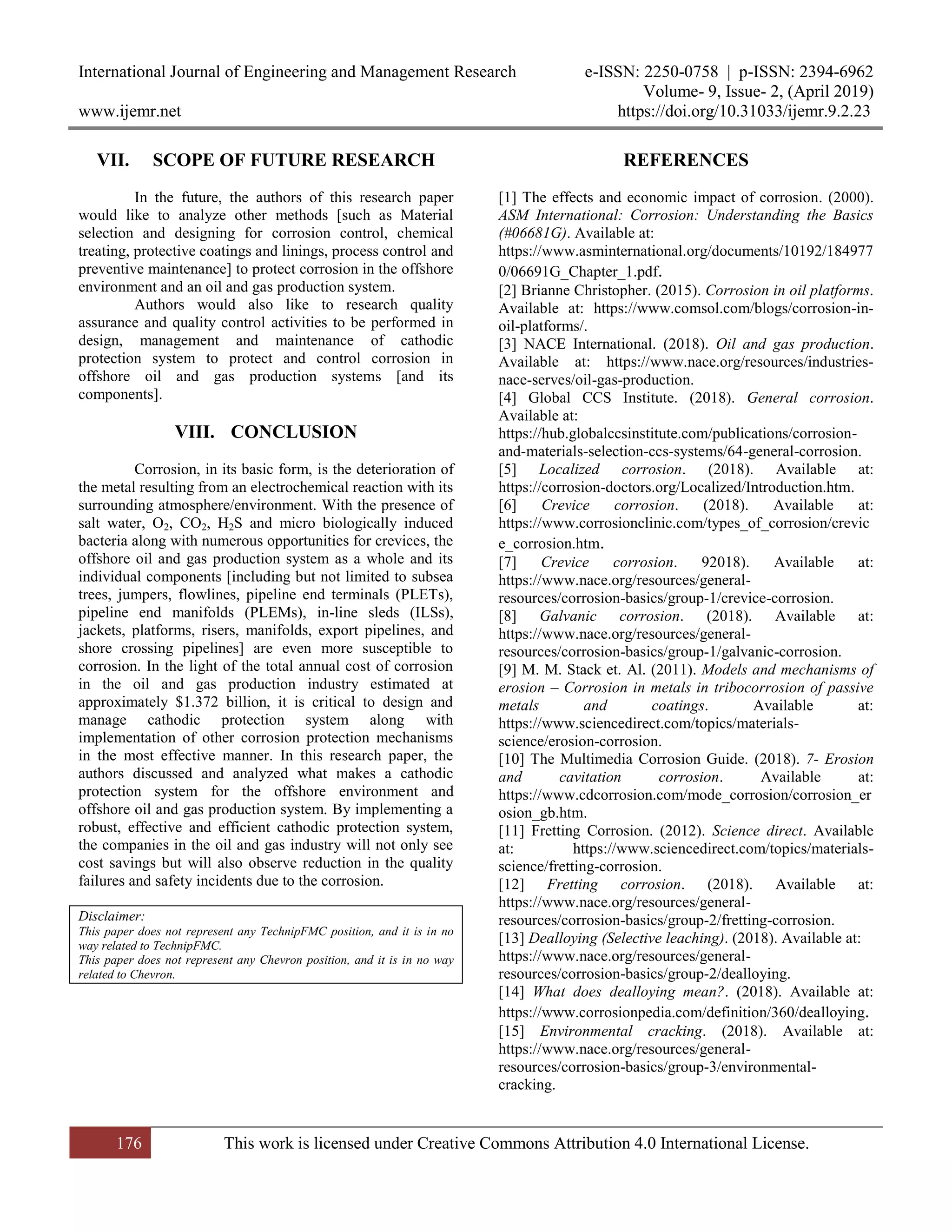 Design, Management and Key Success Factors of an Offshore Cathodic Protection System for ...