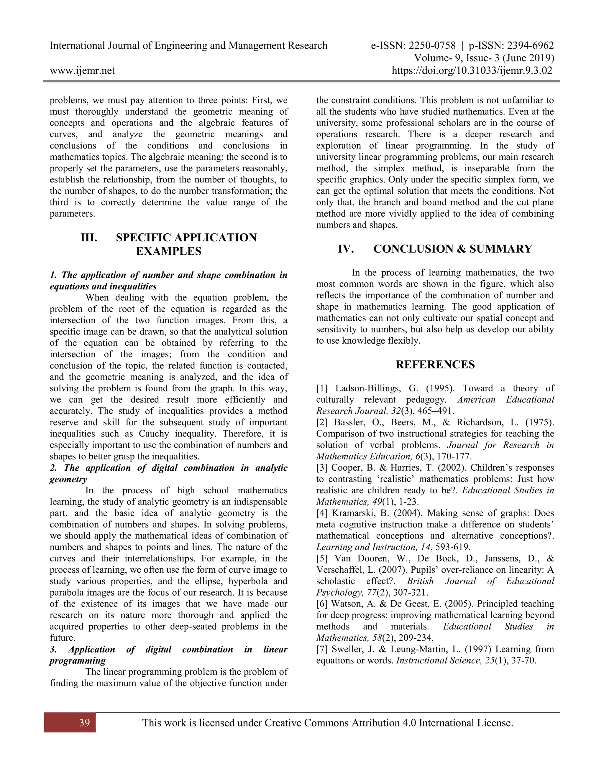 The Application of the Combination of Number and Shape in the Process ...