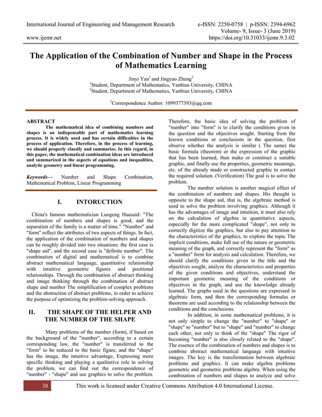 The Application of the Combination of Number and Shape in the Process ...