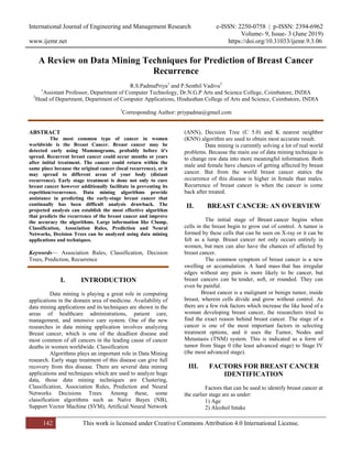 A Review on Data Mining Techniques for Prediction of Breast Cancer Recurrence | PDF | Cancer ...