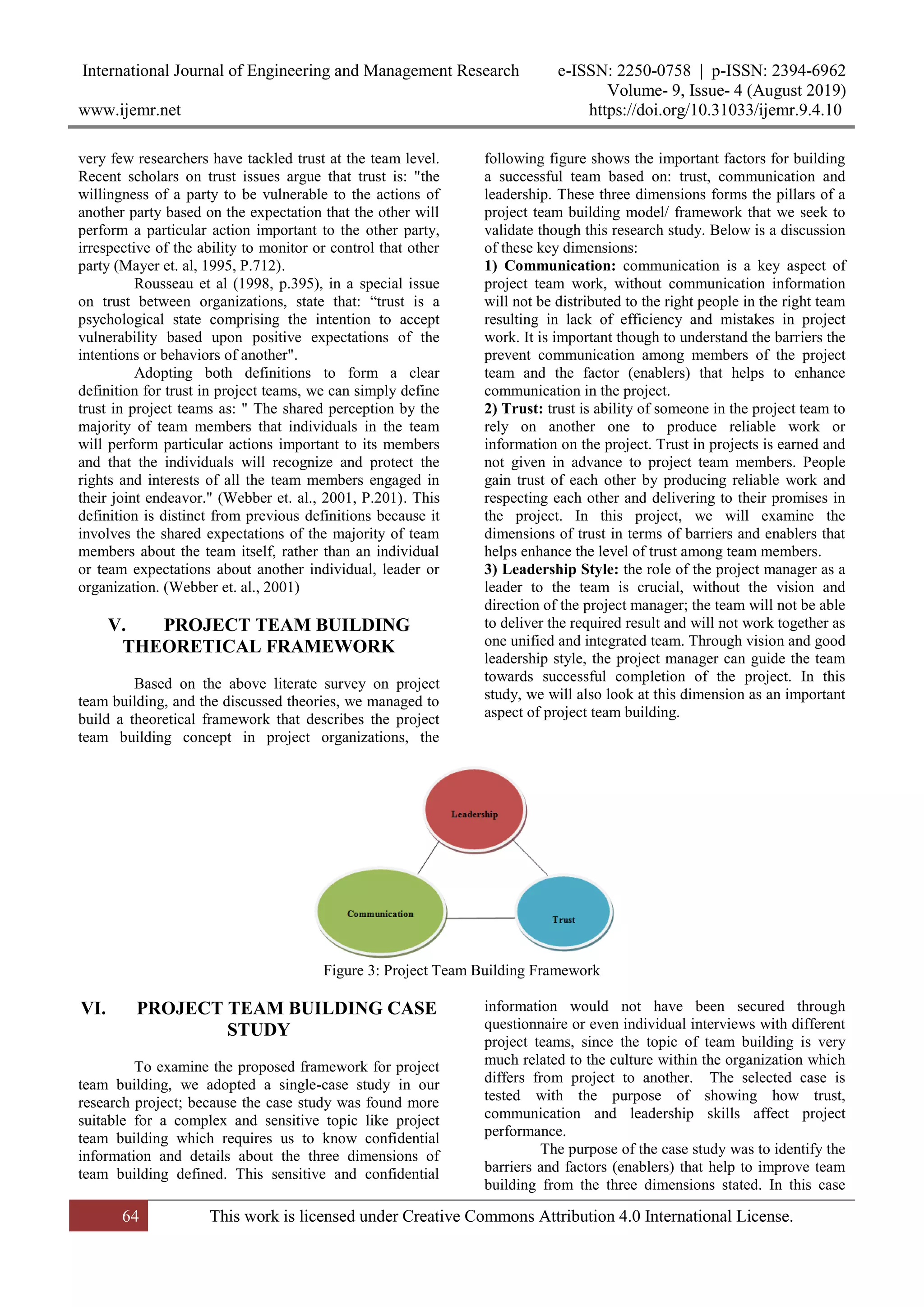 Project Team Building: Case Study Investigation in the Construction Industry in Jordan | PDF