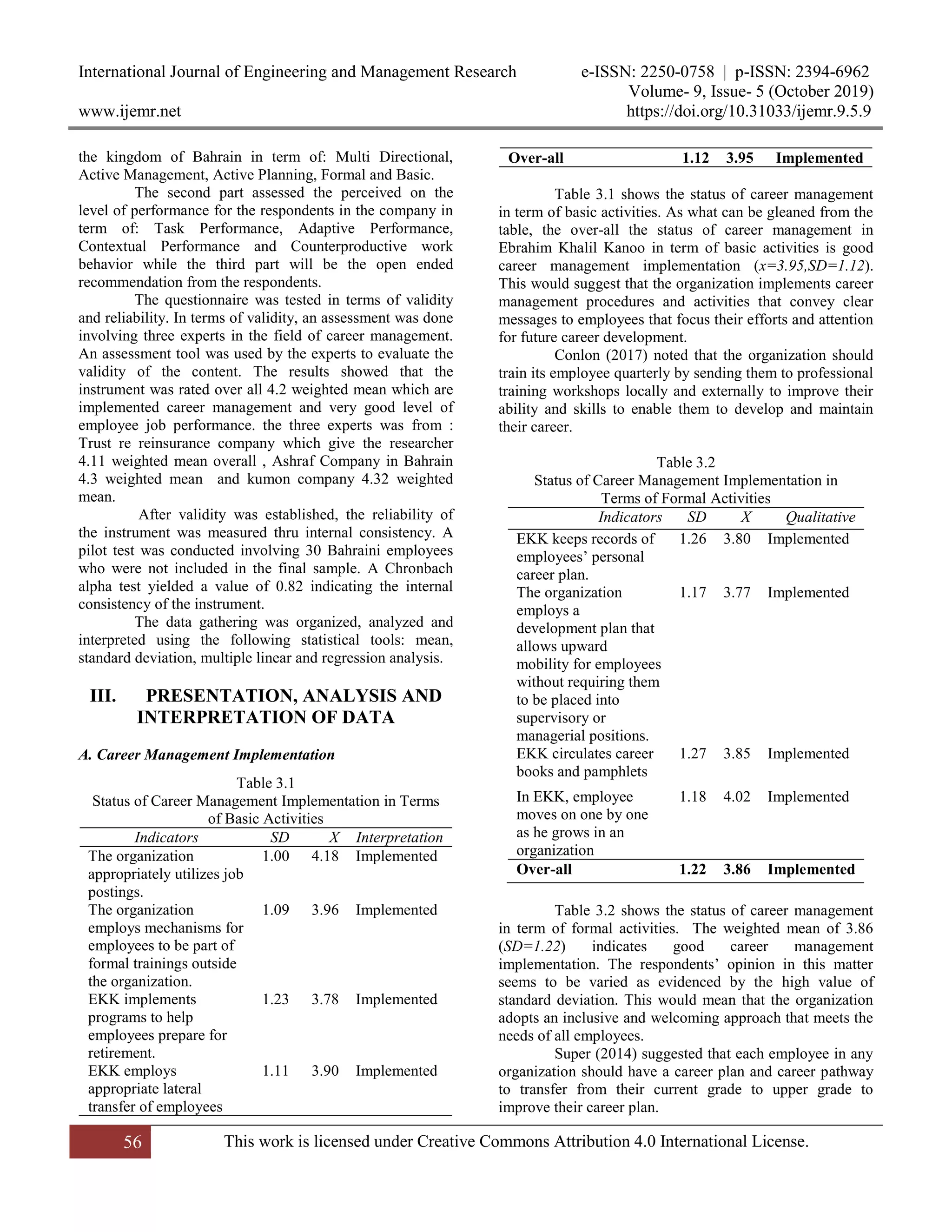 The Influence of Career Management to Perceived Job Performance of Bahrainis in Ebrahim Khalil ...