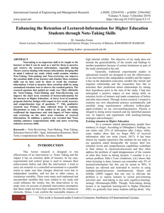 Enhancing the Retention of Lectured-Information for Higher Education ...