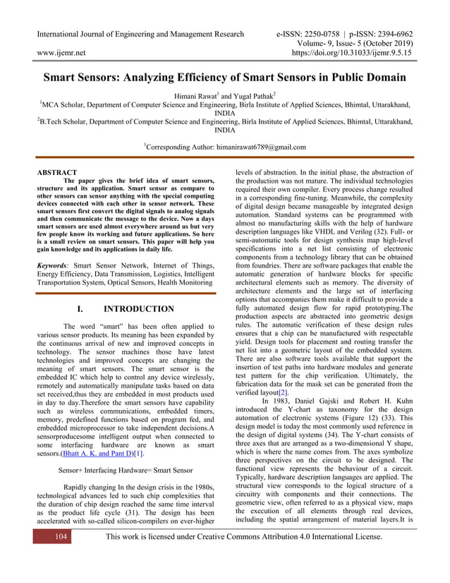 Smart Sensors: Analyzing Efficiency of Smart Sensors in Public Domain | PDF | Internet of Things ...