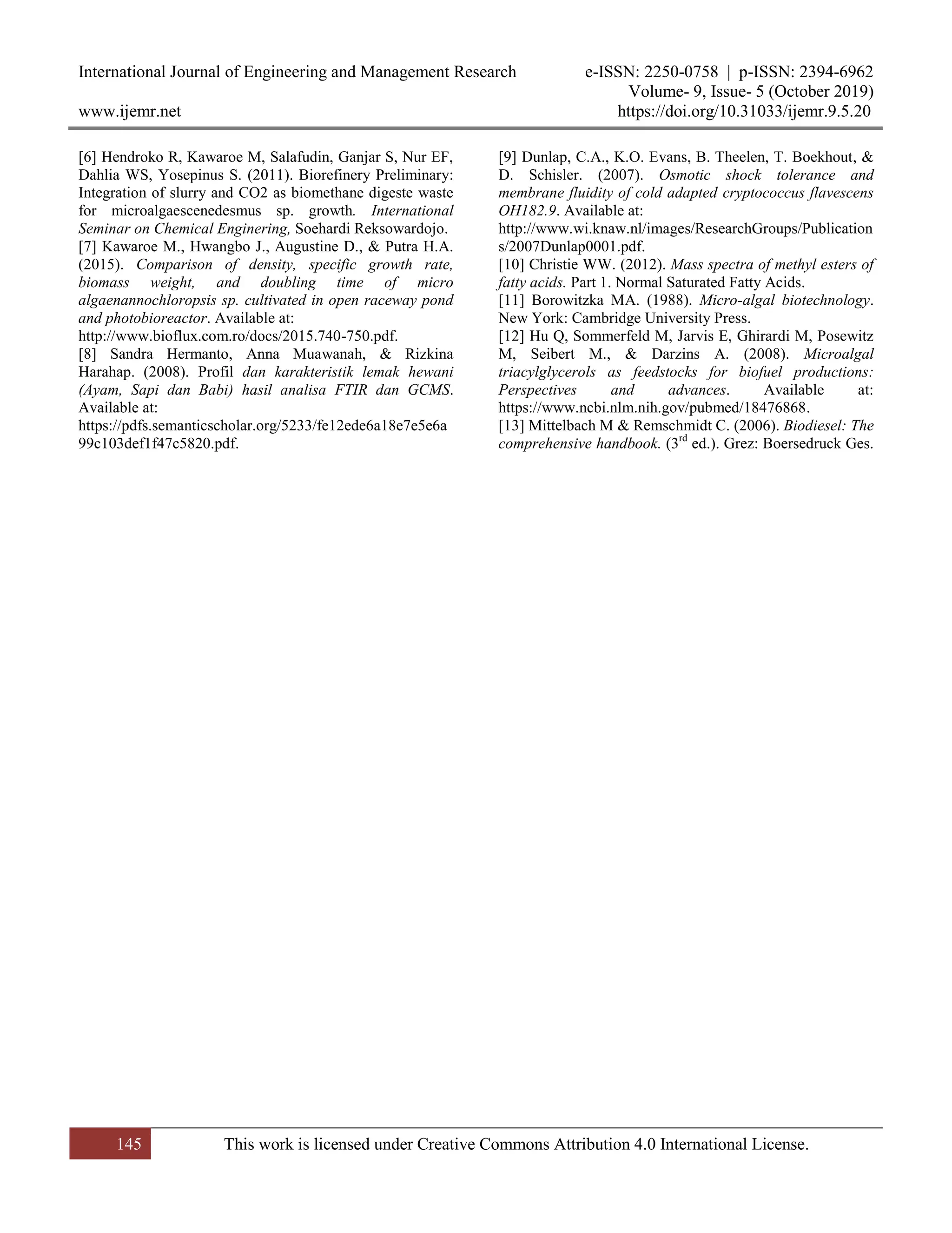 Utilization of Palm Oil Mill Effluent (POME) from the Residual Biogas ...