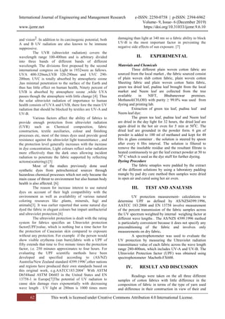 Development of Ultraviolet Protective Fabric with Natural Herb | PDF