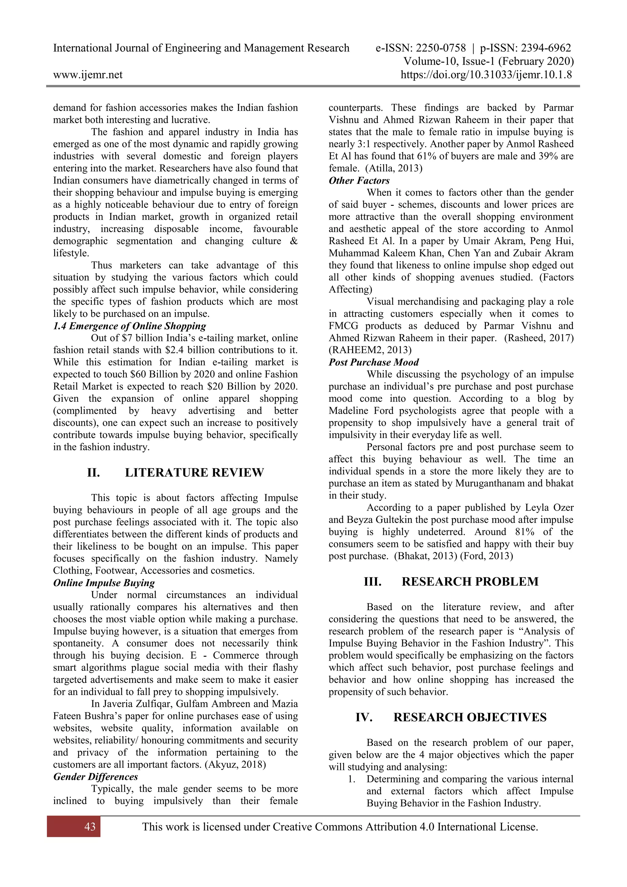 Analysis of Impulsive Buying Behavior in Fashion Industry | PDF