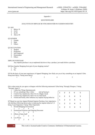 Analysis of Impulsive Buying Behavior in Fashion Industry | PDF