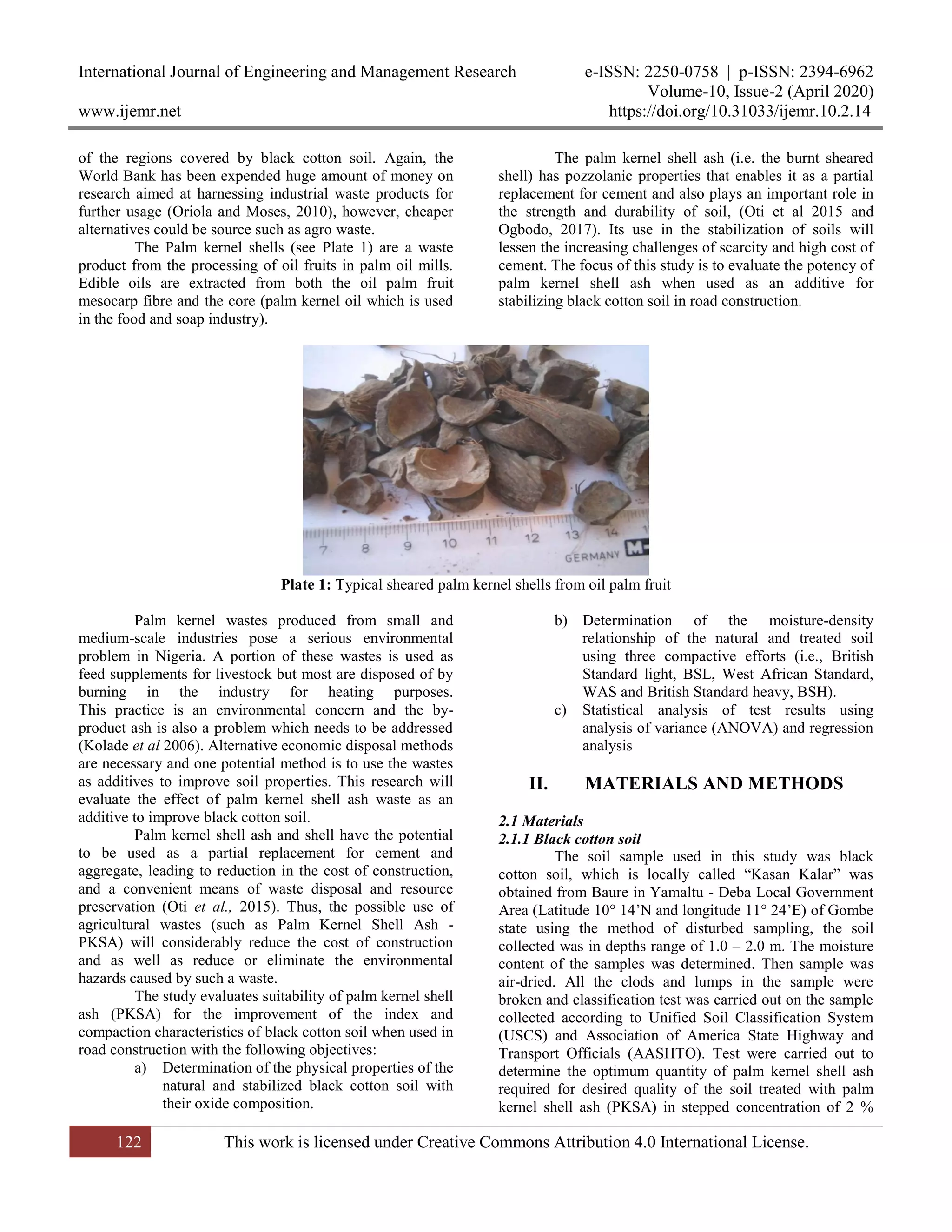 Improvement of the Index and Compaction Characteristics of Black Cotton ...