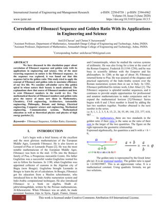 Correlation of Fibonacci Sequence and Golden Ratio With its ...