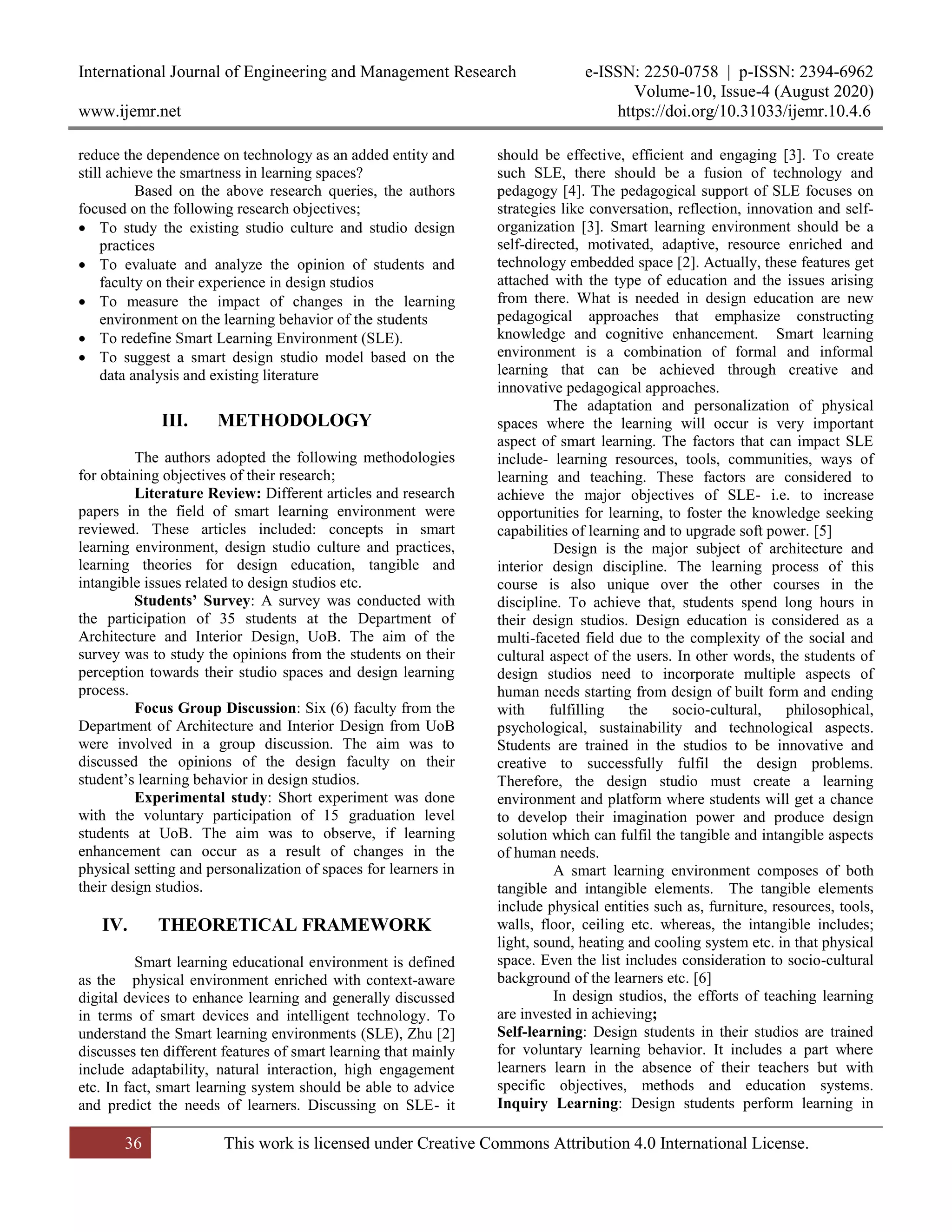 Design Studios: Approach to Achieve Smart Learning Environment (SLE) | PDF