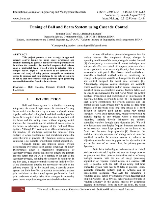 Tuning of Ball and Beam System using Cascade Control | PDF