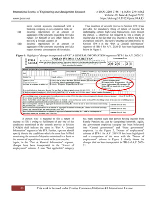 A Study on Significant Changes Incorporated in the ITR-1 (SAHAJ) for ...