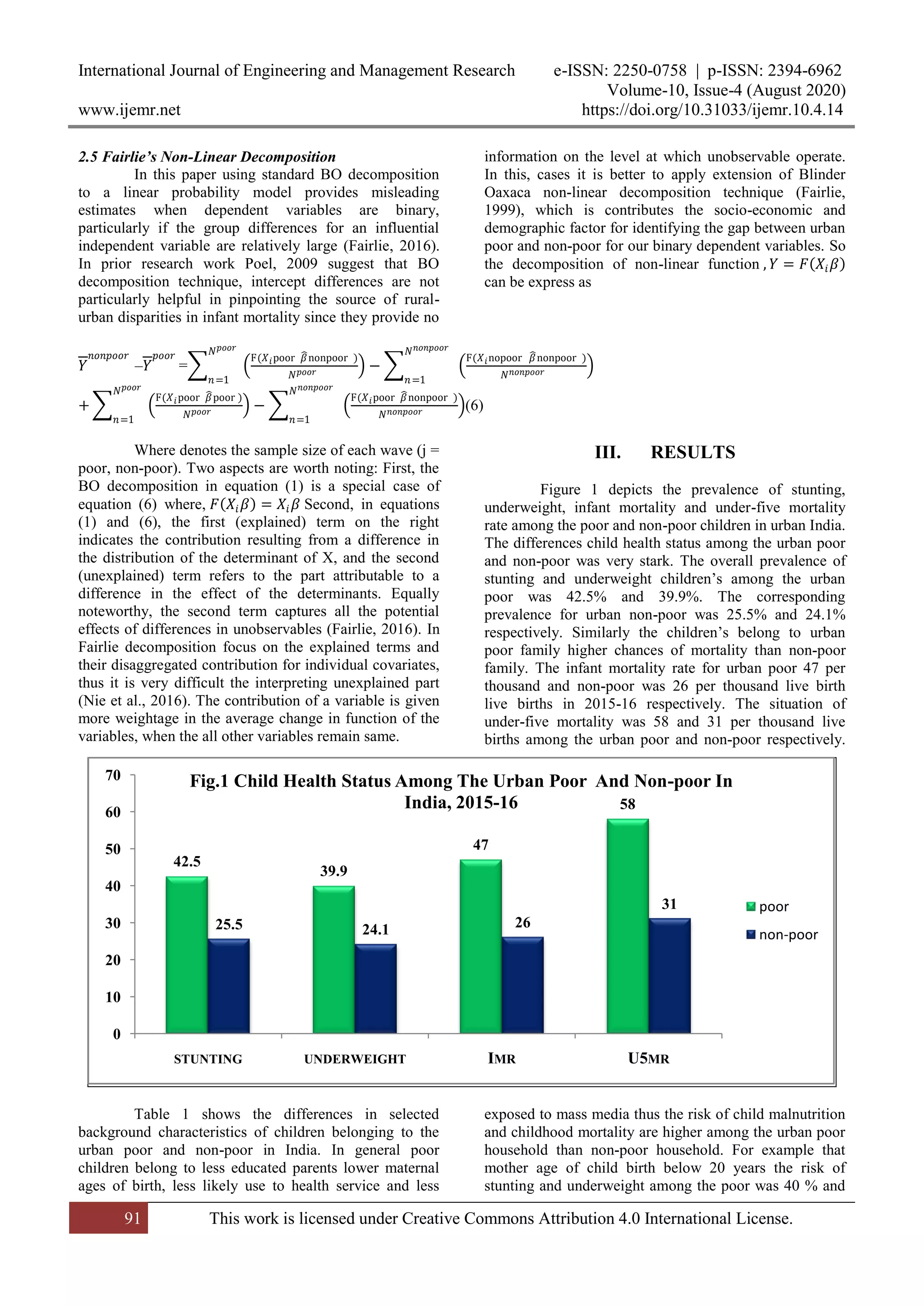 Decomposing of Urban Poor / Non-Poor Differential in Childhood ...