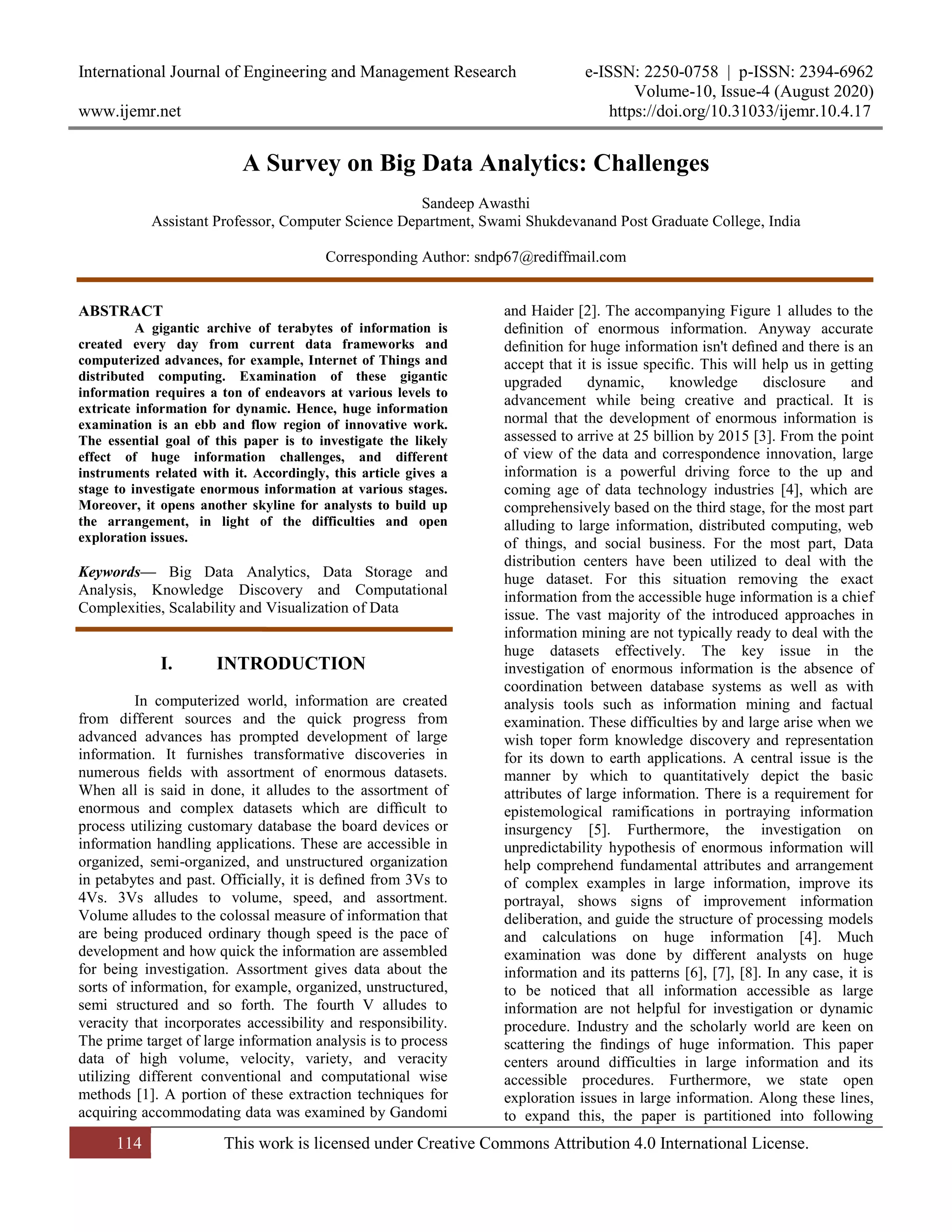 A Survey on Big Data Analytics: Challenges | PDF