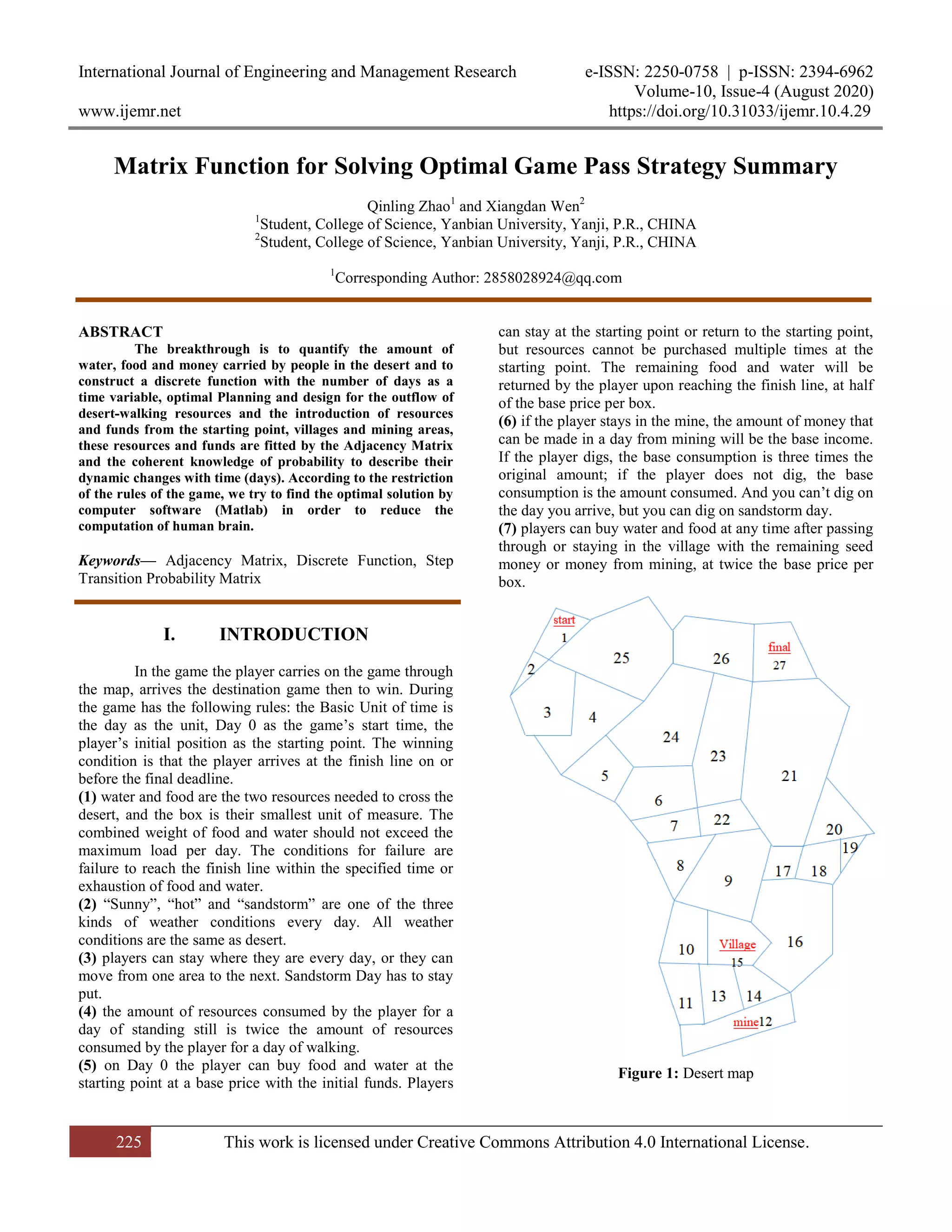 Matrix Function for Solving Optimal Game Pass Strategy Summary | PDF | Weather | Science