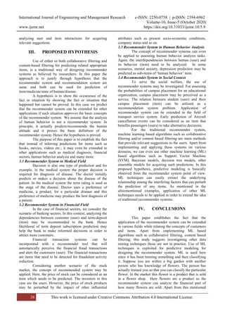 A Hypothesis is Placed to Justify the Extendibility of Recommender System/ Recommendation System ...